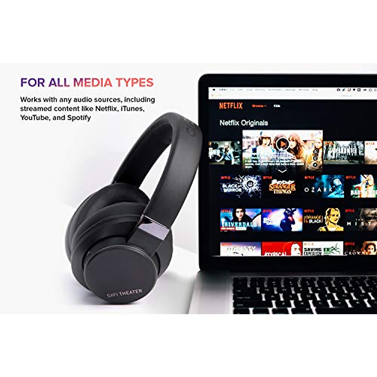 Creative SXFI Theater 2.4 GHz Low-Latency Wireless USB Headphones with Super X-Fi, 50mm Drivers, Up to 30 Hours of Battery Life, 3.5mm Analog Mode, Detachable Mic, for Movies