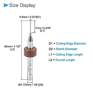 CoCud Micro PCB Drill Bits, 1/8" Shank 0.5mm Cutting Edge, Tungsten Carbide Print Circuit Board Drill Bit - (Applications: for CNC Drilling Engraving Machine), 2-Set (20-Pieces)