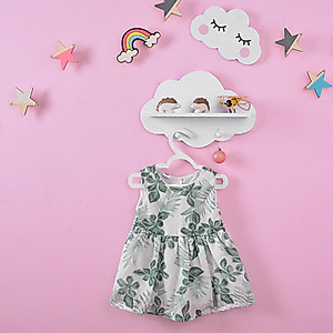 Cloud Shelves, 2Pcs White Cloud Wall Shelves, Wood Floating Shelf with Hook, Nursery Shelves for Book Toys Cloud Room Decor Cloud Shelf