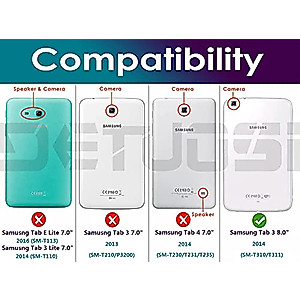 DETUOSI Slim Case for Samsung Galaxy Tab 3 8.0" 2014 (SM-T310/T311/T315), Ultra Thin Lightweight Folio Folding PU Leather Full-Body Protective Tablet Book Cover + Multi-Angle Stand + Magnetic Closure