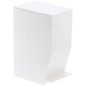 Small Sleek Sanitary Trash Can with Pedal, Rubbish Bin Receptacle Waste Disposal, for Office Home Bathroom Toilet, White