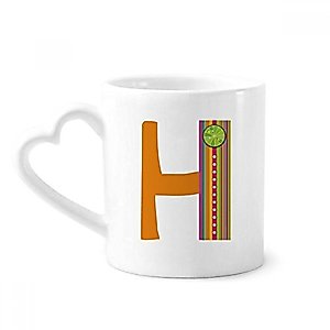 H Alphabet Orange Fruit Cute Pattern Mug Coffee Ceramic Drinkware Glass Heart Cup