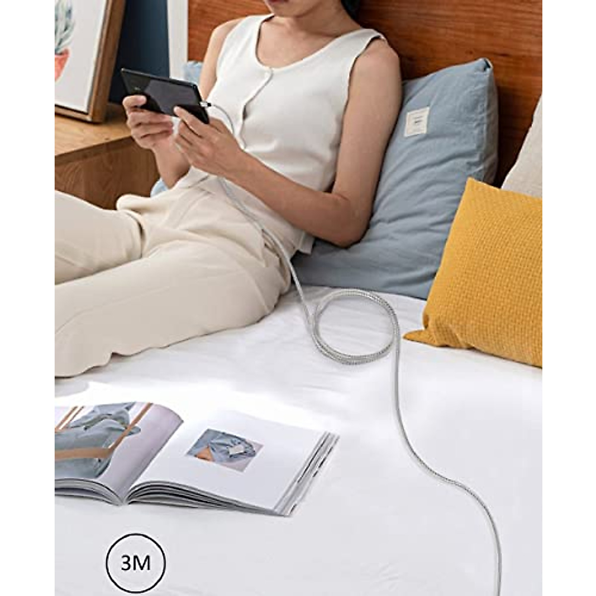 IDISON MFi Certified iPhone Charger, 4Packs(3/6/6/10FT) USB iPhone Charging Cable Nylon Braided Fast Charging Cord Compatible for iPhones/Pad(Gray +White)