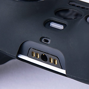 YoRHa Studded Silicone Cover Skin Case for PS5 Controller x 2(Black+Camouflage Blue) with Pro Thumb Grips x 10