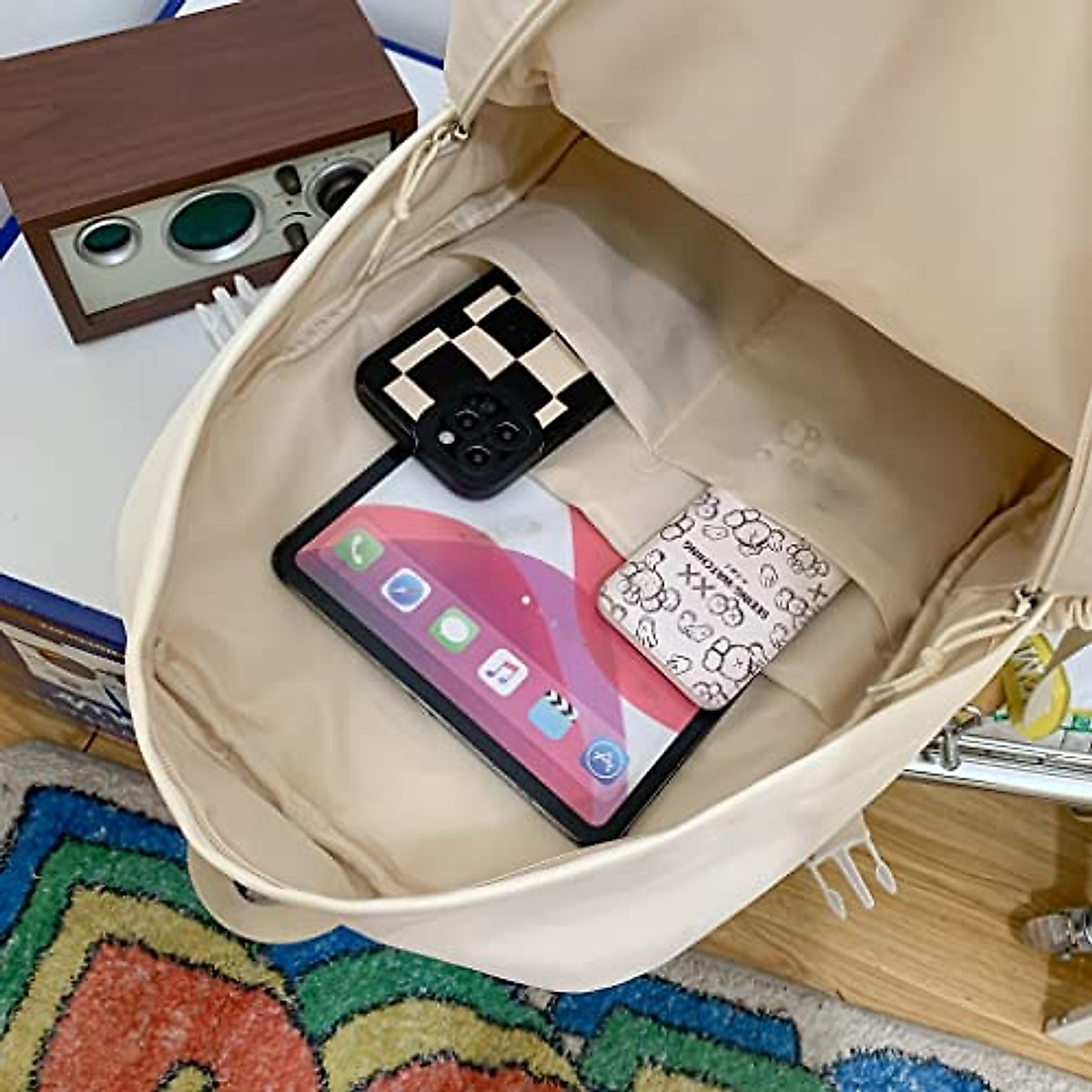 Kawaii Backpack Cute Ita Bag Large School Pink Ita Backpack for Pin Display Women Girl (Black)