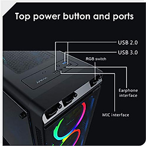 Apevia Aura-S-PK Mid Tower Gaming Case with 2 x Full-Size Tempered Glass Panel, Top USB3.0/USB2.0/Audio Ports, 4 x RGB Fans, Pink Frame