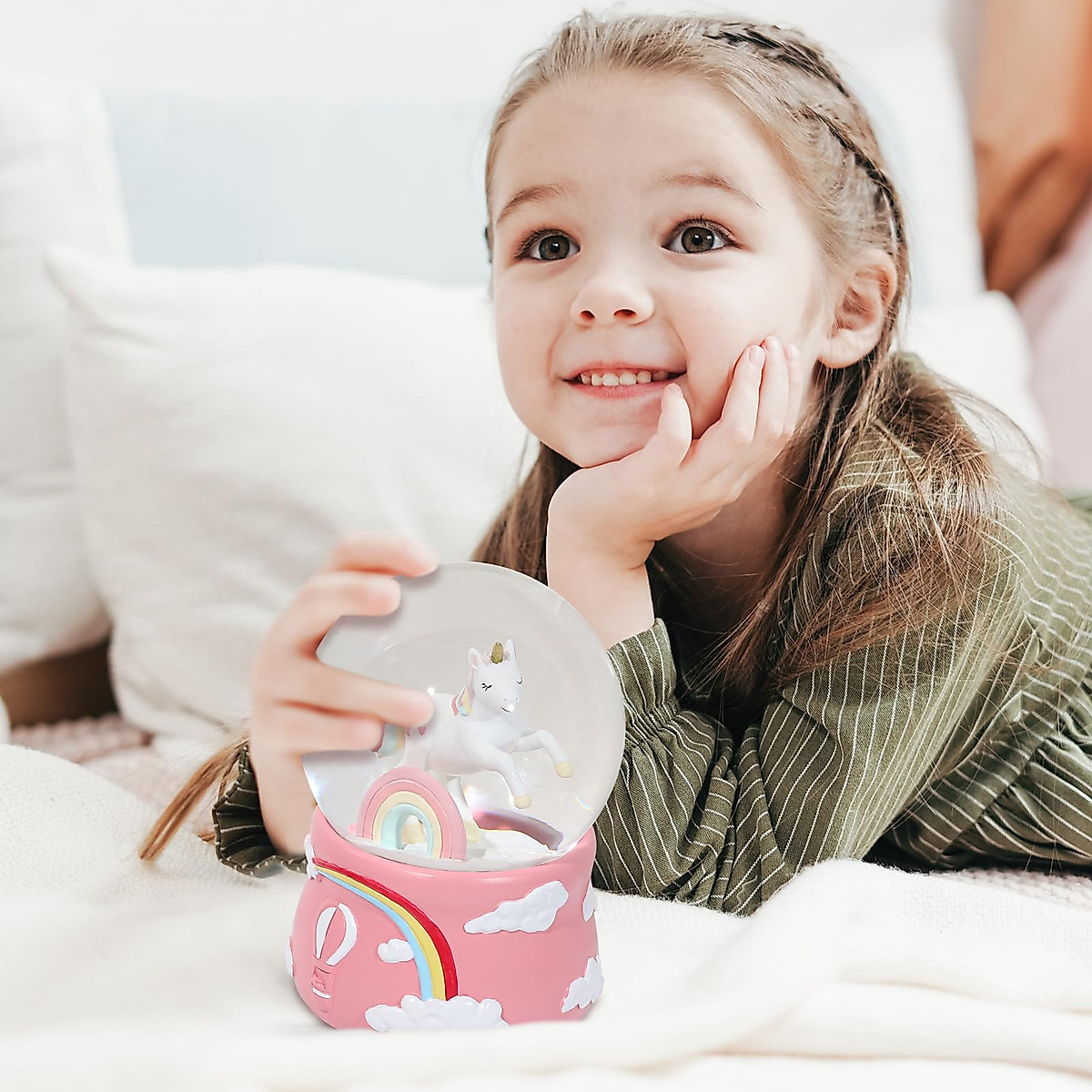 Unicorn Snow Globe for Kids - Christmas Snow Globes for Girls, Music Snowglobe for Women Daughter Granddaughter, Pink Valentine Gift for Mom Granddaughter Sister Birthday Presents