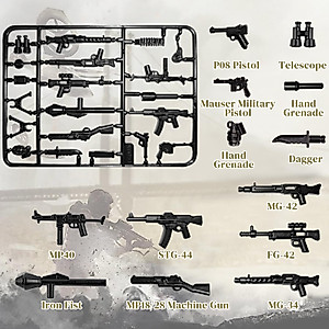 VICVIK Weapons Pack Military Weapons Accessories WWII Soldier Model Toys Military Equipment Battle Blocks Bricks Children's Toys, Compatible with Mini Figure Brick Toy for Boys Age 3＋
