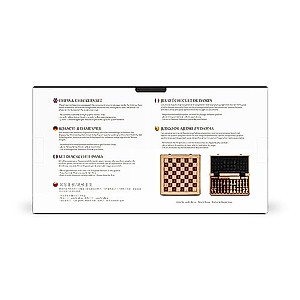 A&A 15 inch Wooden Folding Chess & Checkers Set w/ 3 inch King Height Staunton Chess Pieces / 2 Extra Queens - Beech Box w/Maple & Walnut Inlay
