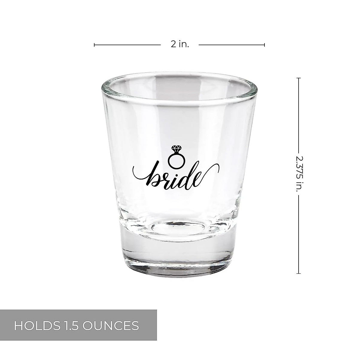 Canopy Street Bride And Groom Shot Glasses/Two Wedding Shot Glasses/Bachelorette Bachelor Party 1.5 Ounce Small Glass Set