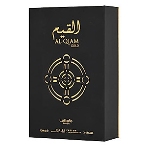 Al Qiam Gold By Lattafa Pride Eau De Parfum 100ml(3.4 Oz) | Saffron, Raspberry, Patchouli, Leather, Amber, Oud, Guaiac, Wood, Vetiver, Benzoin | By Lattafa Perfumes