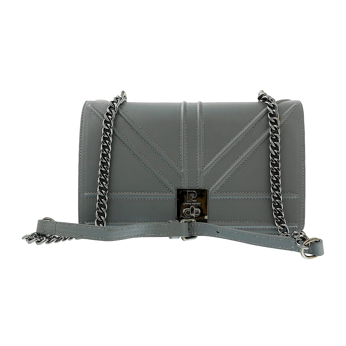 Pierre Cardin Grey Leather Small Structured Shoulder Bag for womens