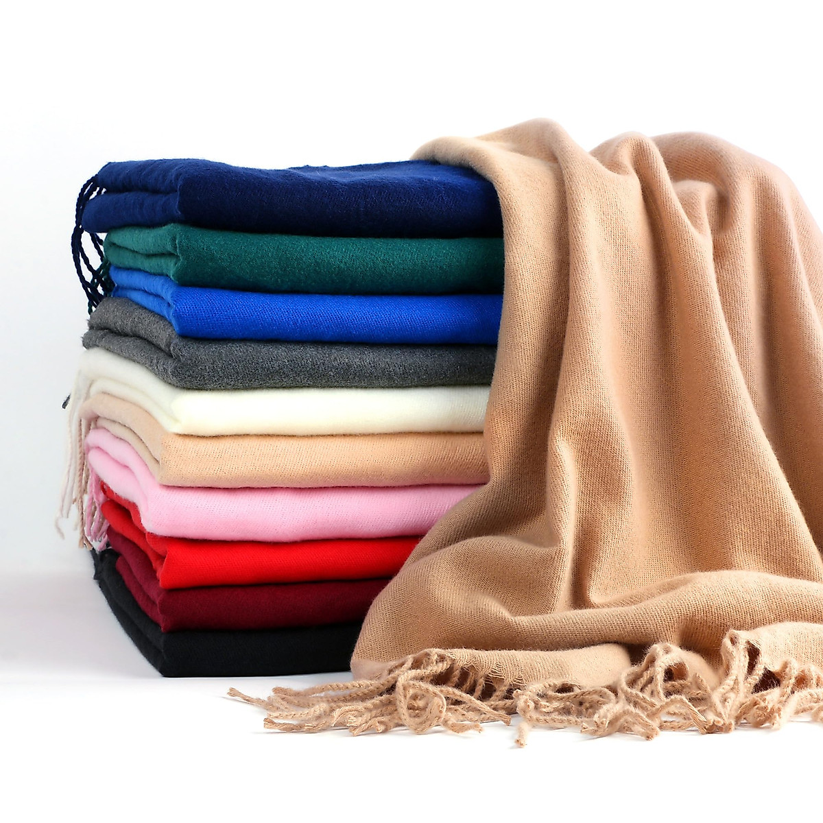 Landisun Scarf for Women Winter Cashmere-Pashmina-Shawl Wraps Scarf Winter Women Cashmere-Scarf Wedding Scarf-Black