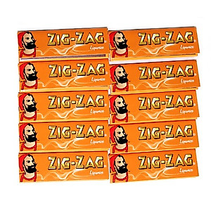 10 booklets x ZIG-ZAG LIQUORICE flavour GUMMED Rolling Paper