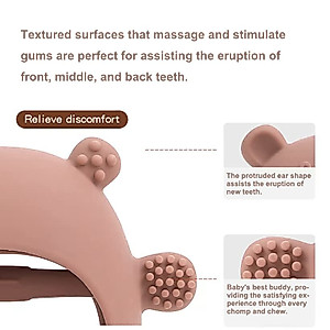 PandaEar Silicone Baby Teething Toys| Baby Hand Teether Mitten for Sucking Needs| Baby Chew Toys Hand Pacifier for Soothing Teething Pain Relief (Brown Green)