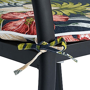 Magpie Fabrics Outdoor/Indoor 17"x16"x2" Chair Cushions with Ties Set of 2, Waterproof All Weather U-Shape Seat Pads Decoration for Patio Garden Furniture Home Office (Midnight Floral)