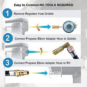 Eazy2hD 7FT RV Quick Connect Propane Hose with Propane Elbow Adapter Fitting RV Quick-Connect Kit, Low Pressure Propane Extension Hose for Blackstone 17"/22" Griddle