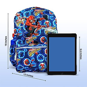 Fast Forward Spiderman Backpack for Boys - 6 Piece Set - Spiderman Backpack with Lunch Box, Perfect for Back to School & Elementary Age