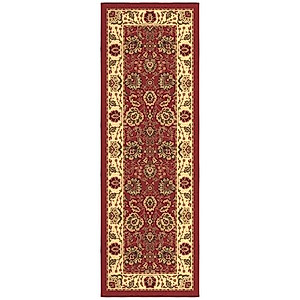 Ottomanson Machine Washable Oriental Design Non-Slip Rubberback 2x5 Traditional Runner Rug for Hallway, Kitchen, Bedroom, Entryway, 20" x 59", Red