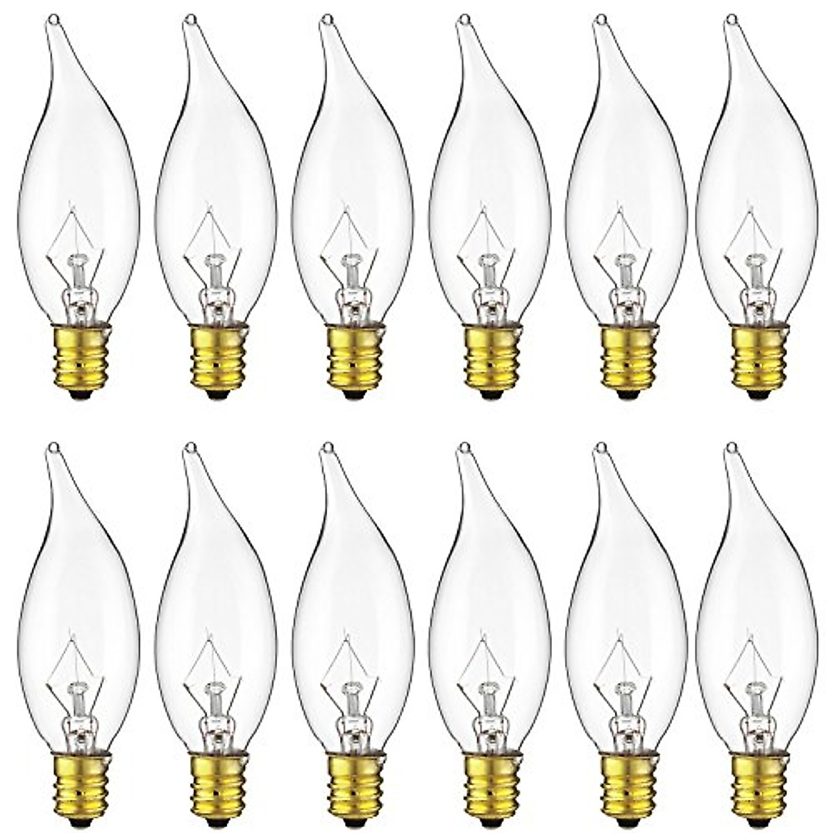 Sunlite Incandescent 15 Watt Petite Chandelier 105 Lumens Clear Light Bulb 12 Pack