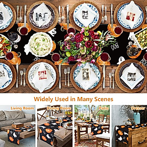 Halloween Table Runner Ghost Pumpkins Halloween Runners Home Kitchen Dining Table Decorations Seasonal Holiday Table Runner for Indoor Outdoor Party Decor 14x72 Inch, Black