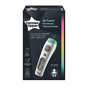 Tommee Tippee Digital No Touch Forehead Thermometer for Baby | Fast 2 Second Results | Fever Indicator | Memory Function