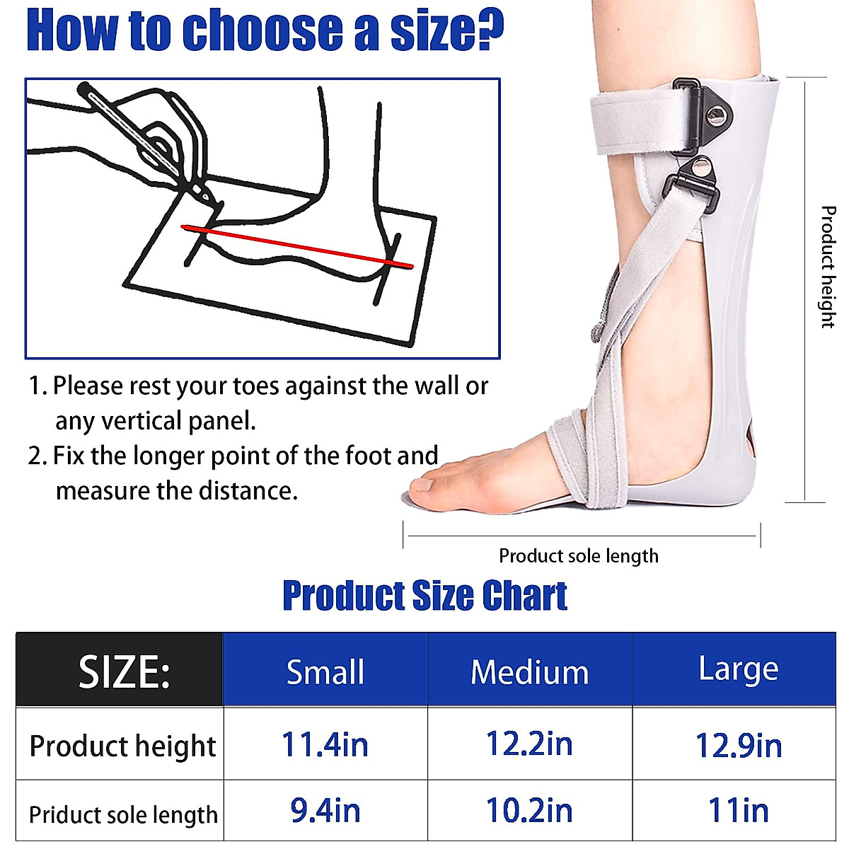 Tairibousy AFO Brace Lightweight Ankle Foot Orthosis Foot Drop Brace AFO Rehabilitator for Drop Foot, Stroke, Hemiplegia (M-Right)