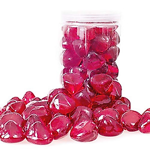 Reflective Fire Glass Gravel,Fire Gems,Fire Drops,Fire Glass Pebbles Stones Beads Chips for Fire Pit Fish Tank Aquarium Succulent Garden Decoration,20-25mm,610g/1.34lb (Diamond, Red)