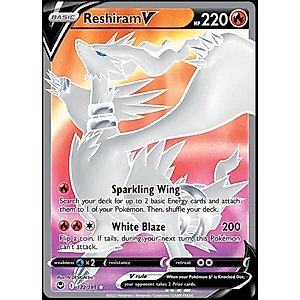 Reshiram V 172/195- Silver Tempest - Full Art -Pokemon Ultra Rare Card - Holo Foil