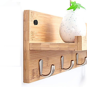 JJZXD Wall Mounted Shelf,Wooden Country Style,Entryway Shelf Rustic Hooks-Solid,Wood Hook