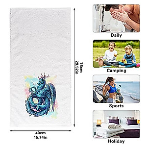 ALAZA Dragon Watercolor Anime Towels 100% Cotton Hand Towel for Bathroom 16 x 30 inch, Absorbent Soft & Skin-Friendly, 2 Pieces