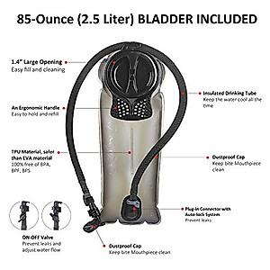 Unigear Tactical Hydration Packs Backpack 1050D with 2.5L Water Bladder, Thermal Insulation Pack Keeps Liquid Cool up to 4 Hours for Hiking, Cycling, Hunting and Climbing (Black)