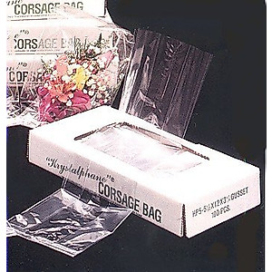 krystal phane Corsage Bag. 5.5'' X 3.25'' X 12'' - Gusset Sides - Clear - 100 Pk. Food Safe