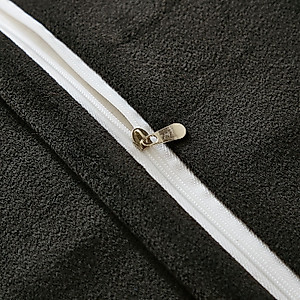 JAUXIO Faux Fur Fluffy Body Pillow Cover Luxury Striped Plush Decorative Body Pillowcase, Ultra Soft and Cozy Zipper Closure 21 x 54 Inches, Black