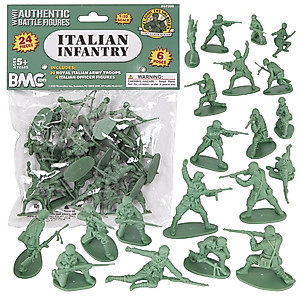 BMC CTS WW2 Italian Plastic Army Men - 24pc Gray-Green Italy Soldier Figures