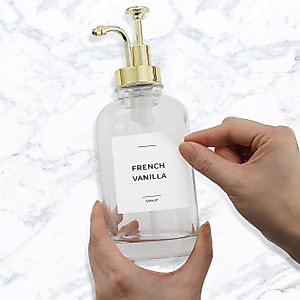 Spaceneat Coffee Syrup Dispenser for Coffee Bar - Coffee Syrup Pump Dispenser - Coffee Syrup Bottles for Coffee Bar Accessories with Coffee Syrup Labels - Glass Syrup Dispenser Bottle - Gold, 2-Pack