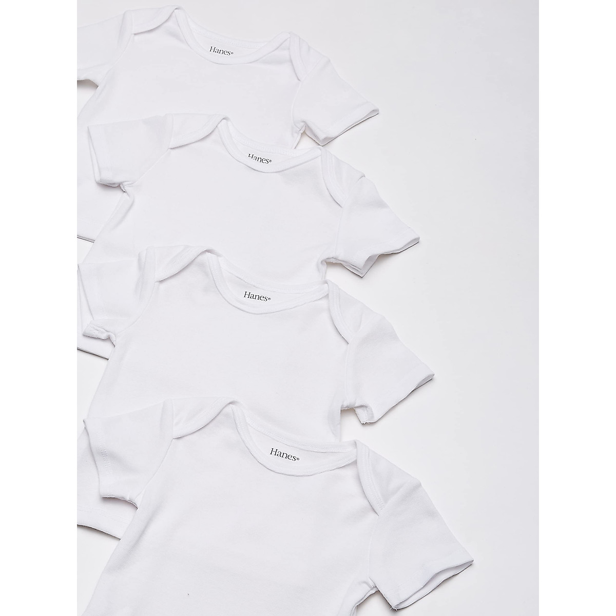 Hanes Baby T, Flexy Soft Stretch Shirt, Expandable Shoulder, 4-Pack, Diamond White, 18-24 Months