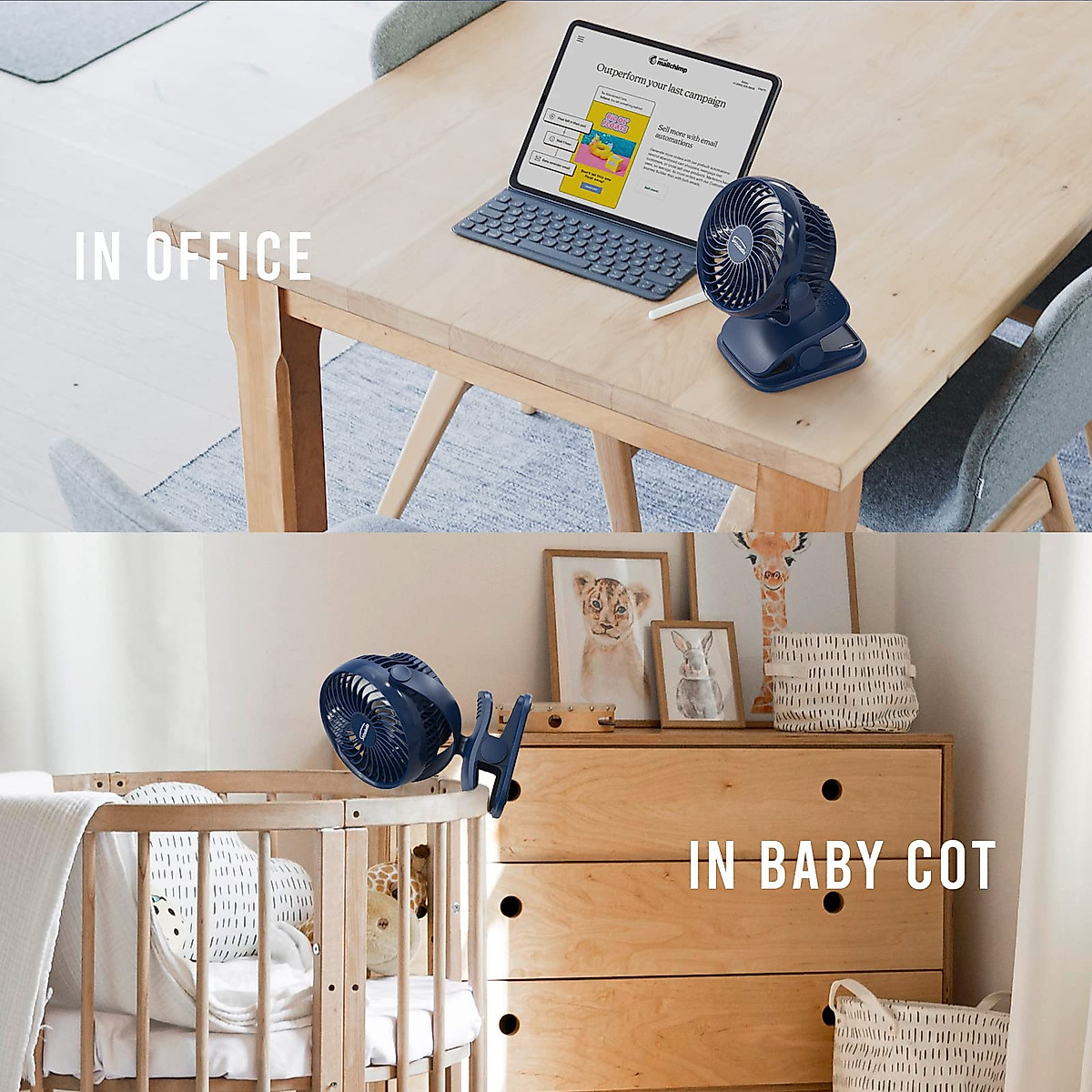 Battery Powered Clip on Fan with Aroma Function,AA Battery Operated Portable Fans for Camp,Small Dorm Fan with Powerful 4 Speeds,Quiet Desk Fan with 360°Rotation,Personal Dorm Fan for Home,Bed,Office