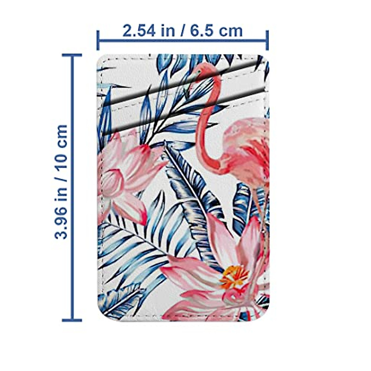 Diascia Pack of 2 - Cellphone Stick on Leather Cardholder ( Watercolor Pink Flamingo Flower Lotus Pattern Pattern ) ID Credit Card Pouch Wallet Pocket Sleeve