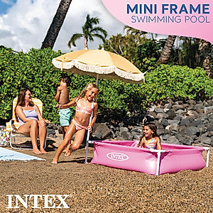 Intex 57172EP 4 Feet x 4 Feet x 12 Inch Mini Frame Above Ground Outdoor Backyard Swimming Pool with Drain Plug and Repair Patch - Colors May Vary