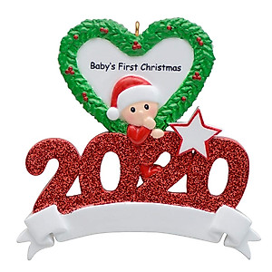 MAXORA Personalized Red Baby Boys 1st 2024 Dated Christmas Ornament Newborn, 1st Birthday, Birth Announcement, Christening Gifts