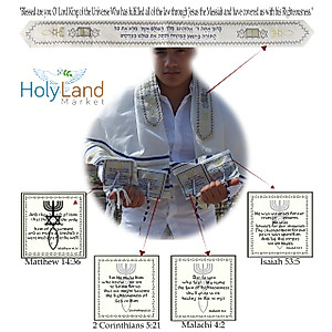 Holy Land Market New Covenant Prayer Shawl with Bag, Card & Tallit Brochure, Soft Fabric, 72x22 Inches for Women and Men