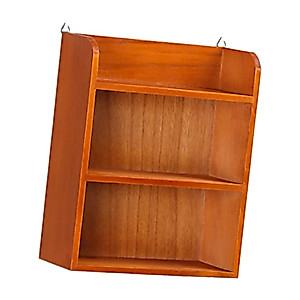 Cabilock Brown Rack Wall Storage Store Wooden Shelf Retro Three Layers Home Hanging for