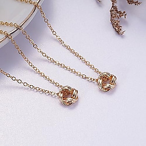 BFF Friendship Knot Love Infinity Necklace for 2 Best Friend Long Distance Birthday Christmas Bridesmaid Jewelry Gifts for Female Friends Her Girls Bestie, Gold