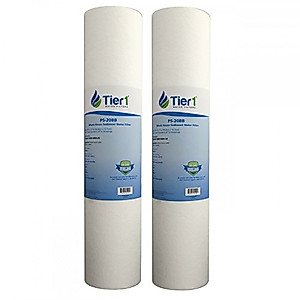 Tier1 5 Micron 20 Inch x 4.5 Inch | 2-Pack Spun Wound Polypropylene Whole House Sediment Water Filter Replacement Cartridge | Compatible with Pentek DGD-5005-20, SDC-45-2005, Home Water Filter