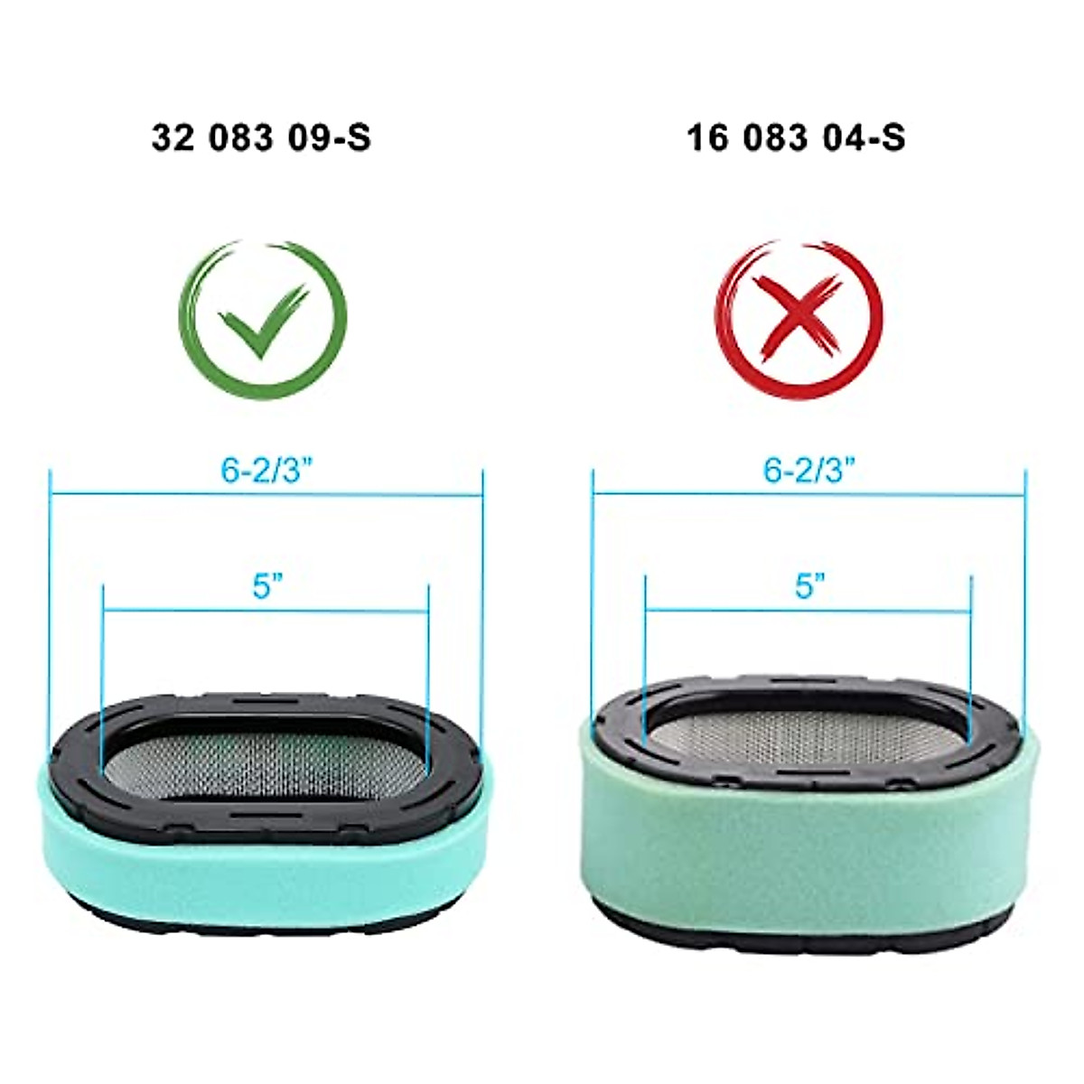 32 083 09-S Air Filter For Kohler KT610 KT620 KT715 KT725 KT730 KT735 KT740 KT745 19HP-26HP Lawn Mower 3208310-S Pre Cleaner Tune Up Kit 32-083-09-S 32-083-10-S