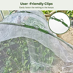 BEAMNOVA Garden Netting Mesh Greenhouse Hoops for Raised Beds Row Cover Barrier Support Frame Cover Climbing Plants Stakes with Clips for Outdoor Vegetable Tomato Vines DIY