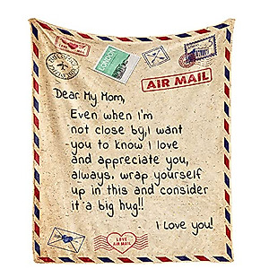 Best Gifts for Mom Happy Birthday Gifts for Mom from Daughter Son Christmas Thanksgiving Valentines Mothers Day to My Mom Blanket Gifts for Her Love Letter Super Soft Throw for Couch Sofa 60"x50"