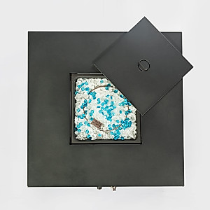 28in Gas Fire Pit Table, 40,000 BTU Outdoor Wicker Patio Propane Firepit w/Faux Wood Tabletop, Clear Glass Rocks, Cover, Hideaway Tank Holder, Lid 9（ Brown）