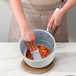 Fracoda 2 Quart Nonstick Sauce Pan with Lid, Ceramic Saucepan Small Cooking Pot Non Toxic, PTFE & PFOA Free - Oven Safe & Compatible with All Stovetops (Gas, Electric & Induction)-Cream